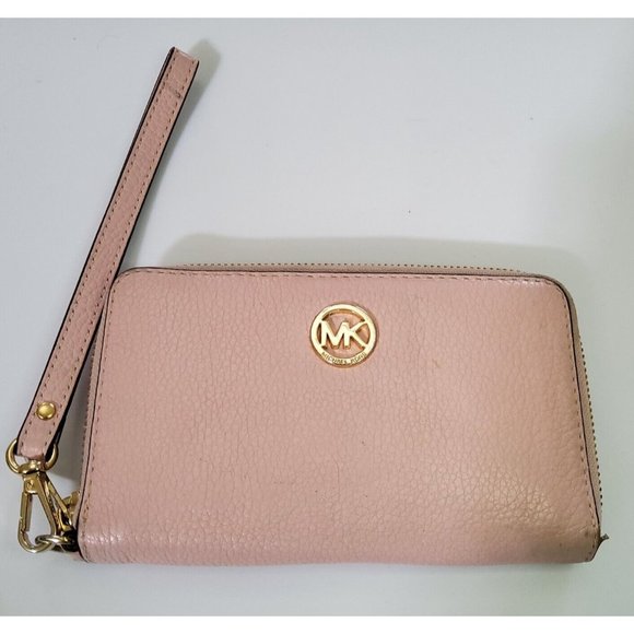 Michael Kors | Bags | Michael Kors Mk Pebbled Leather Zip Around Wallet ...